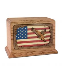 Eagle Flag Wood Urn